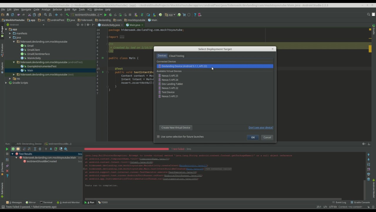 Android Mockito Tutorial - Instrumented Tests