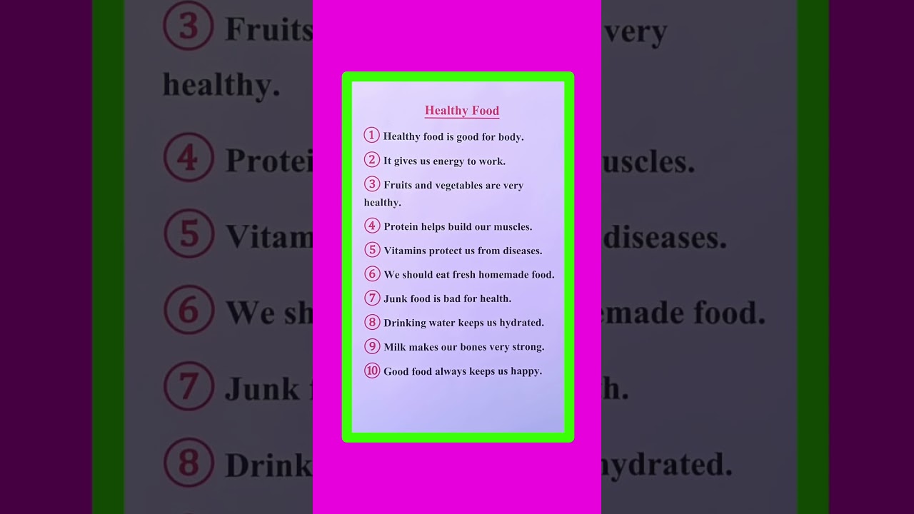 10 Lines On Healthy Food in English/Essay On Healthy Food in English/Healthy Food Essay in English