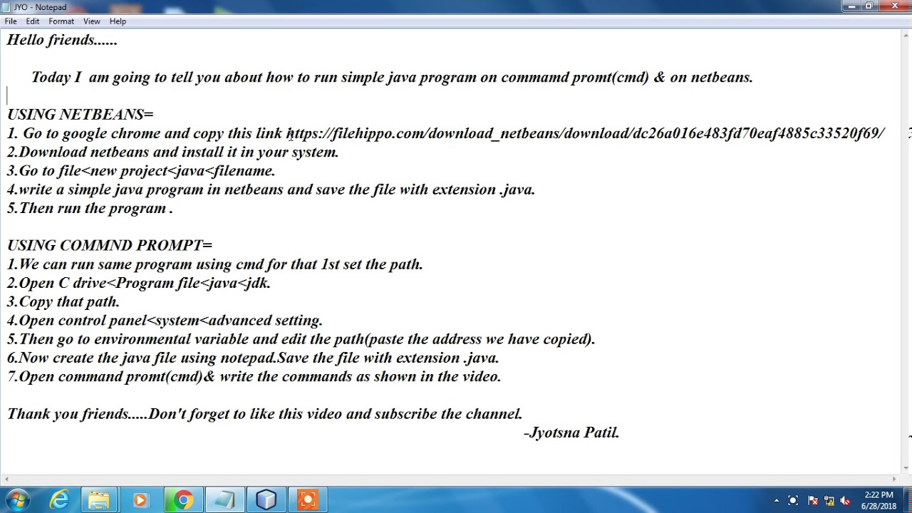 Execution of simple java program on cmd and netbeans