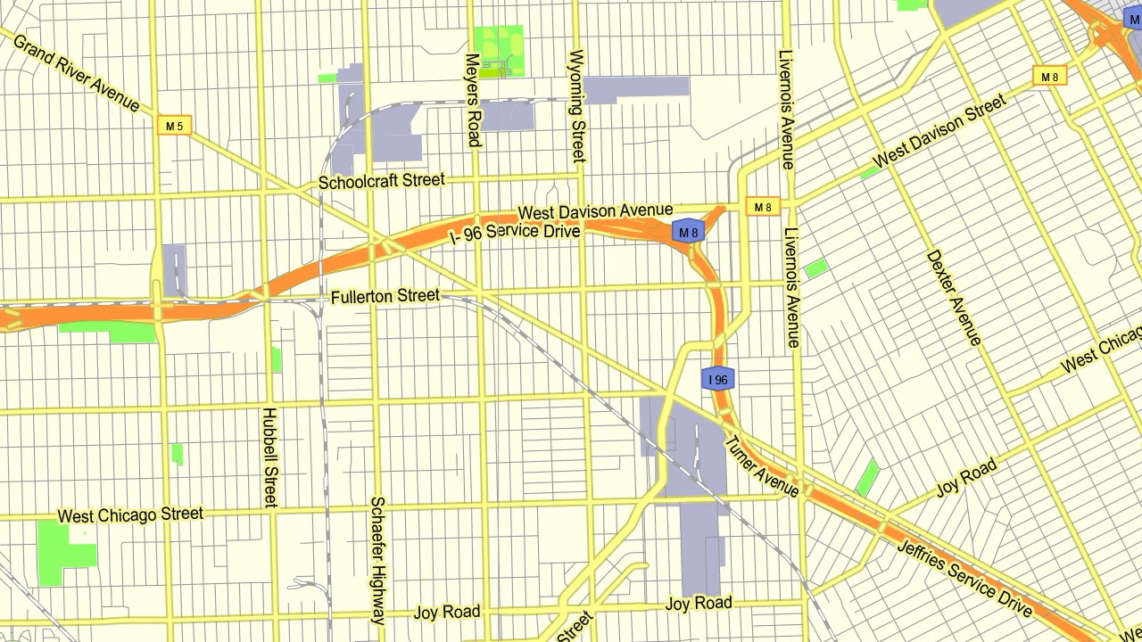 Detroit Michigan US editable layered PDF Vector Map