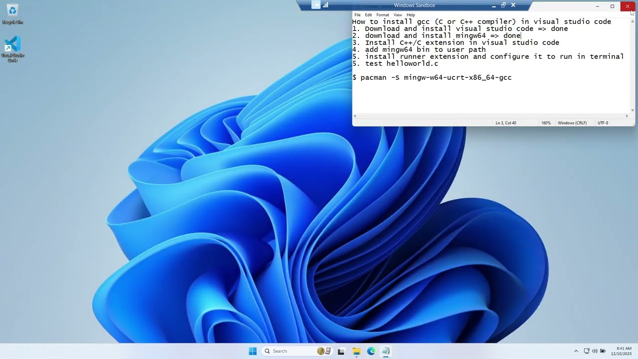 Install gcc Compiler in VisualStudioCode