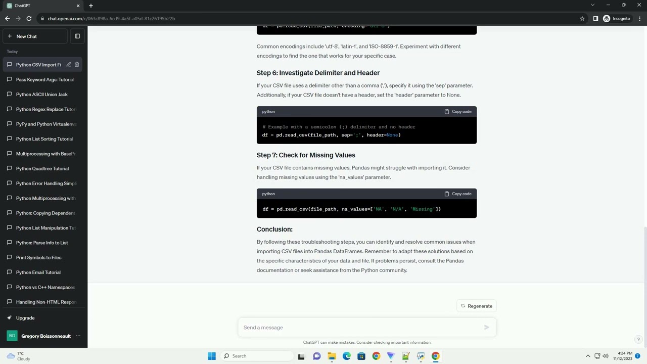 Python cannot import CSV using DataFrame