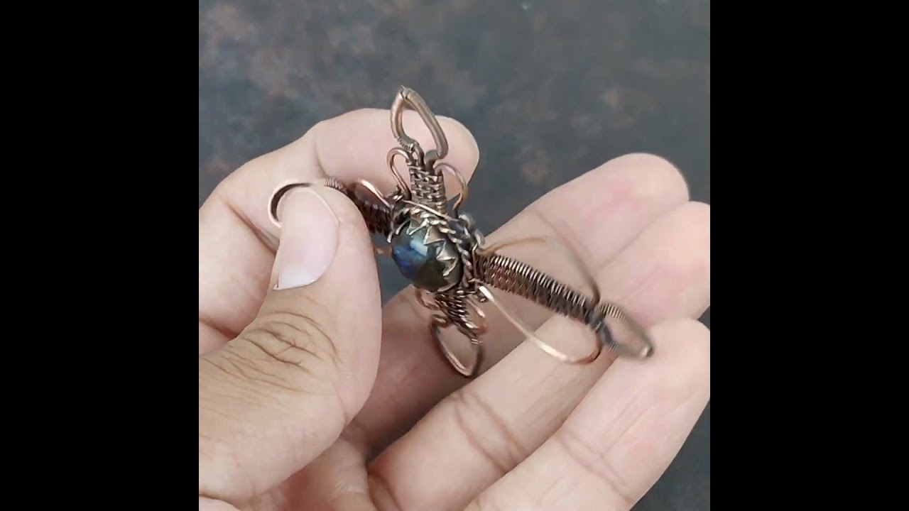 Labradorite Copper Pendant Wire Wrapped Cross Pendant Copper Wire Wrapped Gemstone Pendant (VFWP-43)