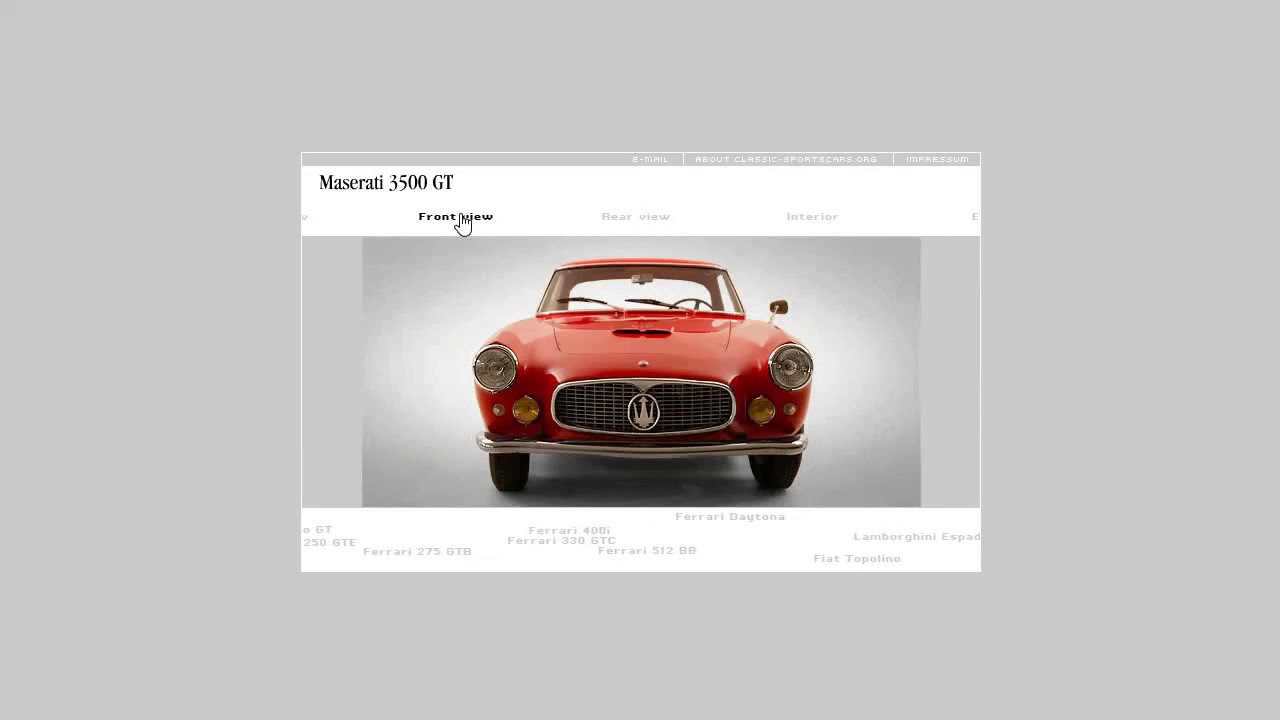 Classic Sportscars flash website in 2002