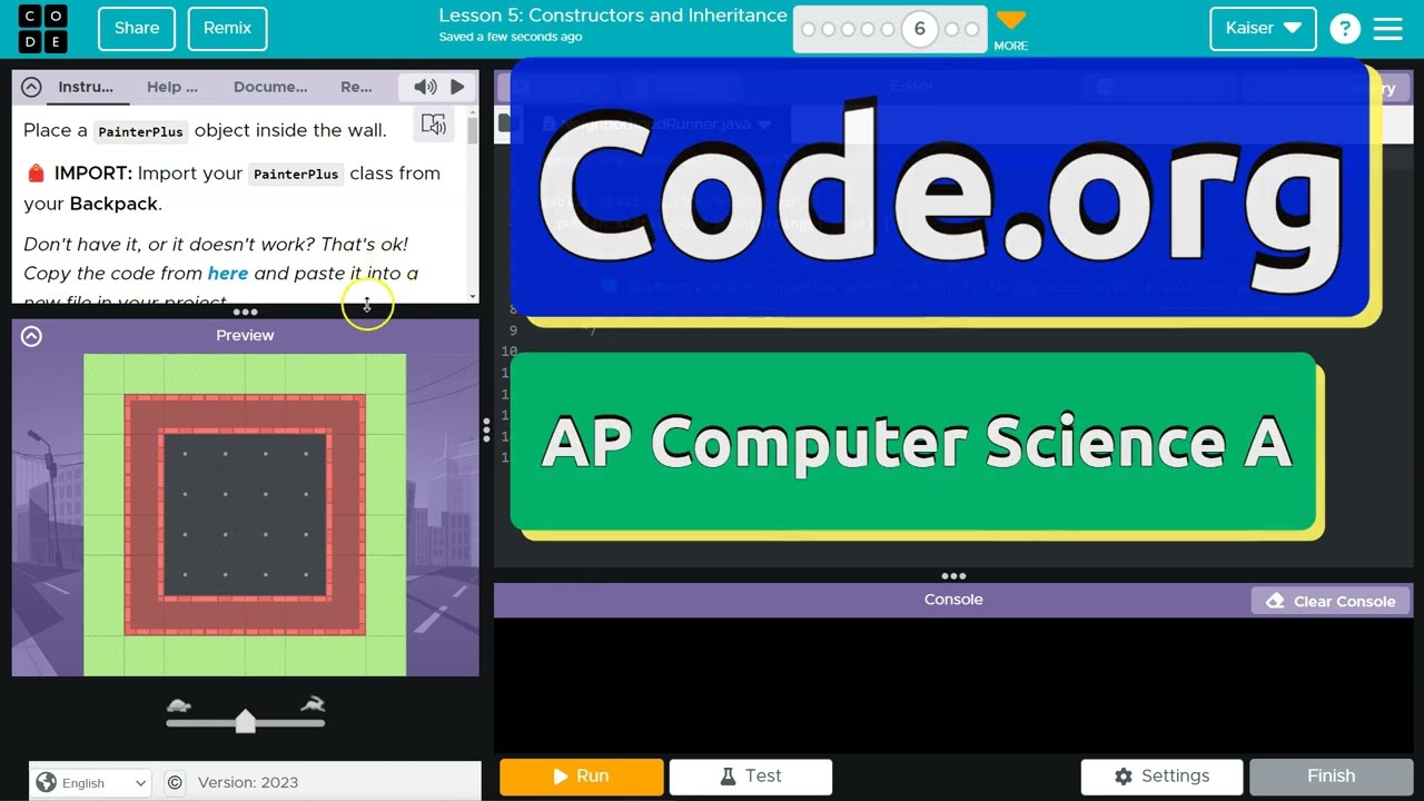 Code.org Lesson 5.6A Constructors and Inheritance | Tutorial with Answers | Unit 2 CSA