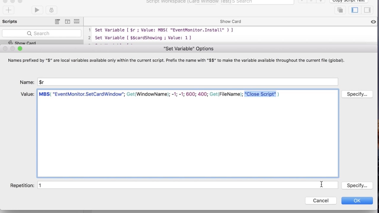 FileMaker 16 Card Window hacks
