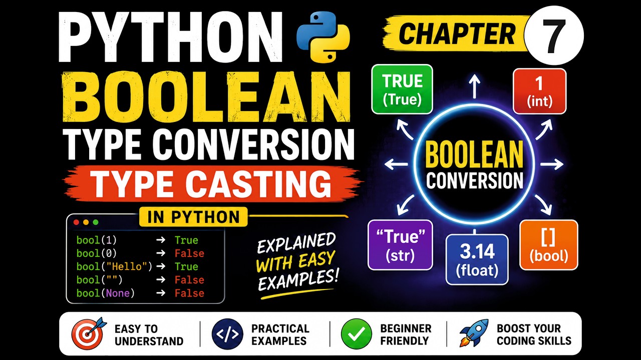 Boolean- Type Conversion in Python Explained 🔥 | Python Type Casting Tutorial for Beginners #6