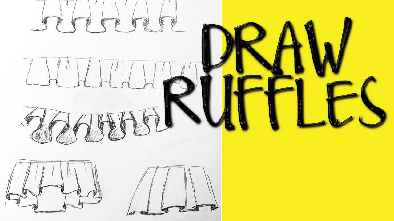 HOW TO DRAW RUFFLES Step by Step Pencil Drawing Tutorial. Guided realistic fashion illustration demo