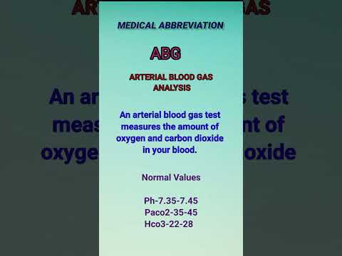 Important Medical Abbreviation, ABG, ABG Normal Values # Medical Definition