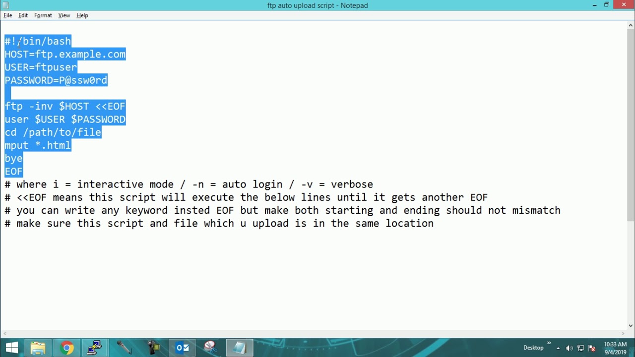 shell script ftp auto upload