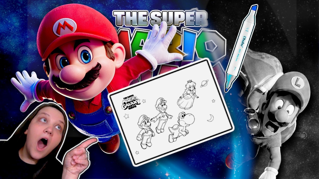 Coloring a GALAXY! | Super Mario Galaxy Movie Coloring Page | #supermario