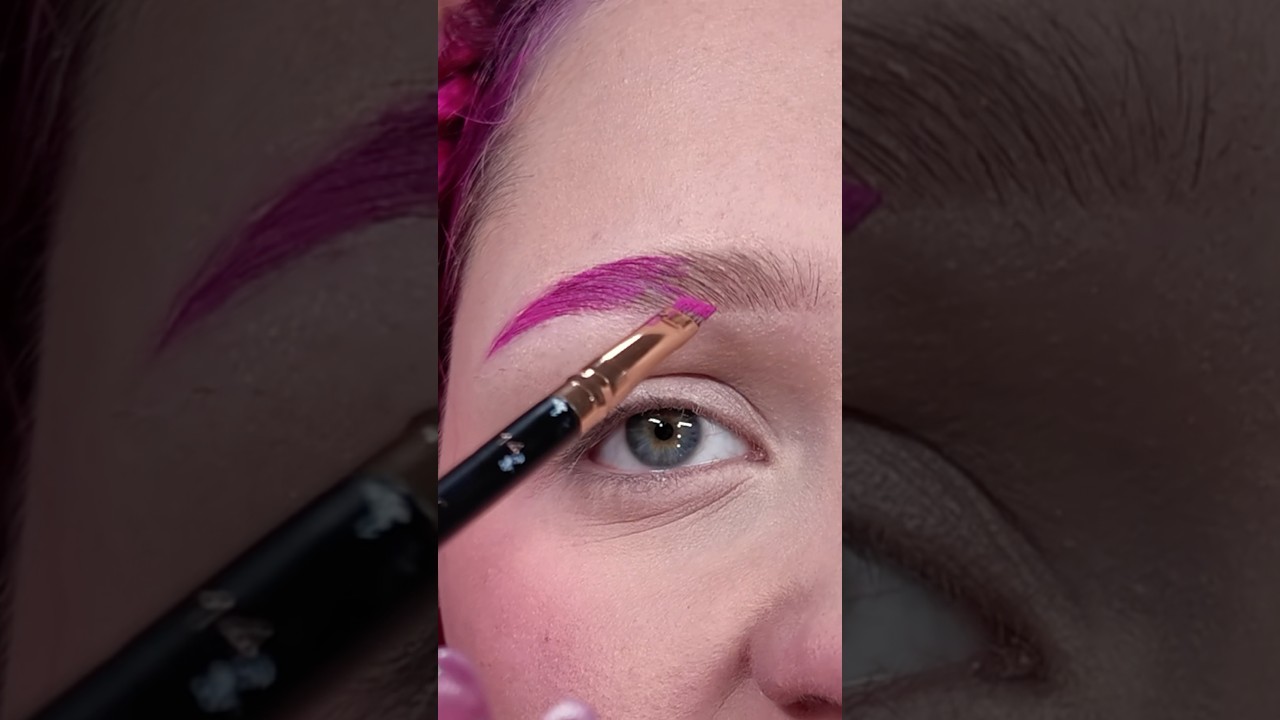pink ombre brow tutorial (fun divas only 🎀) #makeuptutorial #eyebrowtutorial #pinkhair