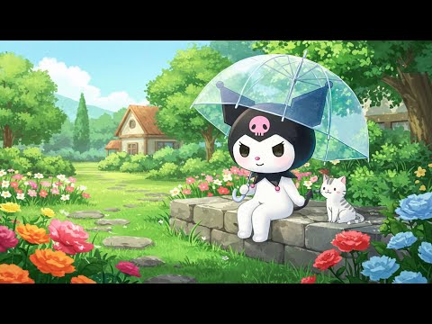 Kuromi Relaxing in the Blooming Flower Garden 🌻Soothing Lofi Vibes 🌤️ Chill and Study Vibes 🎧