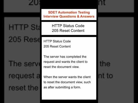 API Testing : HTTP Status Code : 205 Reset Content SDET Automation Testing Interview