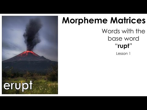 Morpheme Matrices - Words with the base word "rupt" - Lesson 1