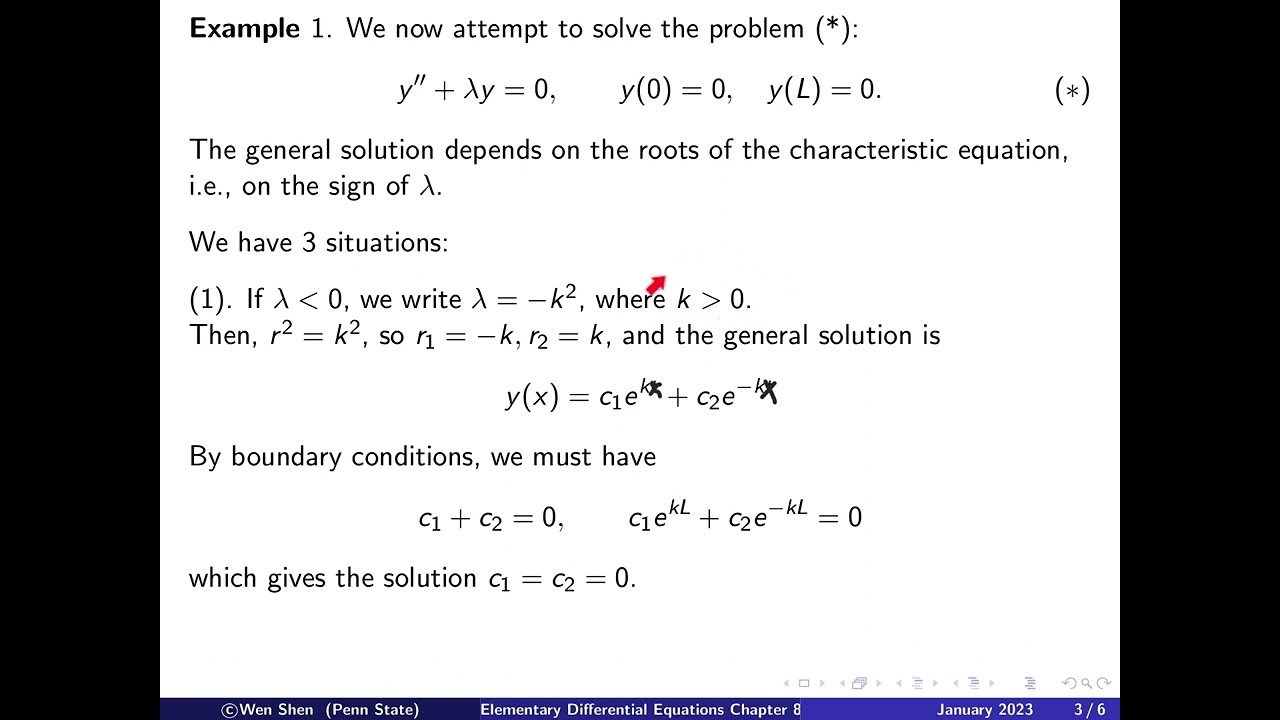 V8-10: Eigenvalue problem, first example, eigenfunctions. Elementary differential Equations.
