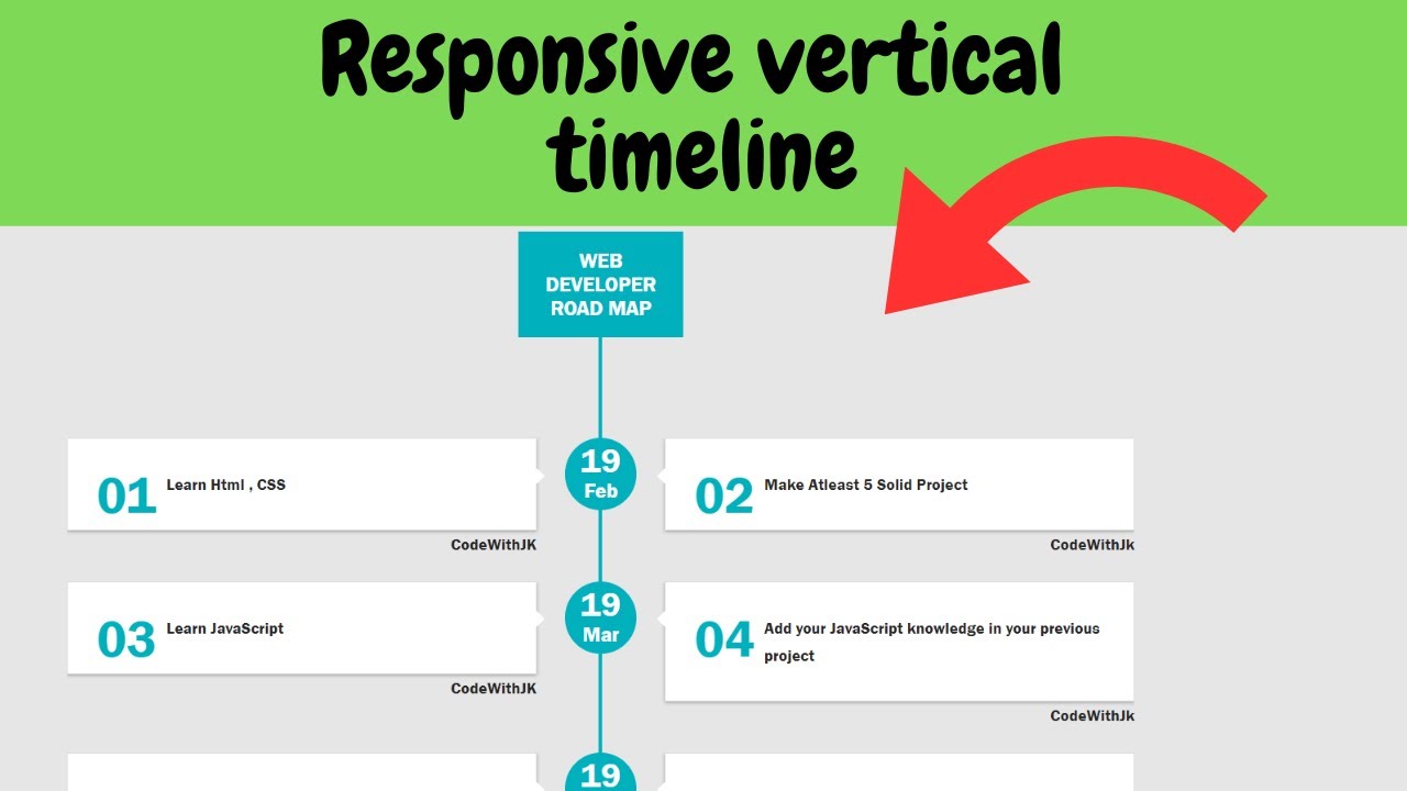 How To Make Responsive Vertical Timeline using Html & CSS Only #html #css #responsive  #timeline