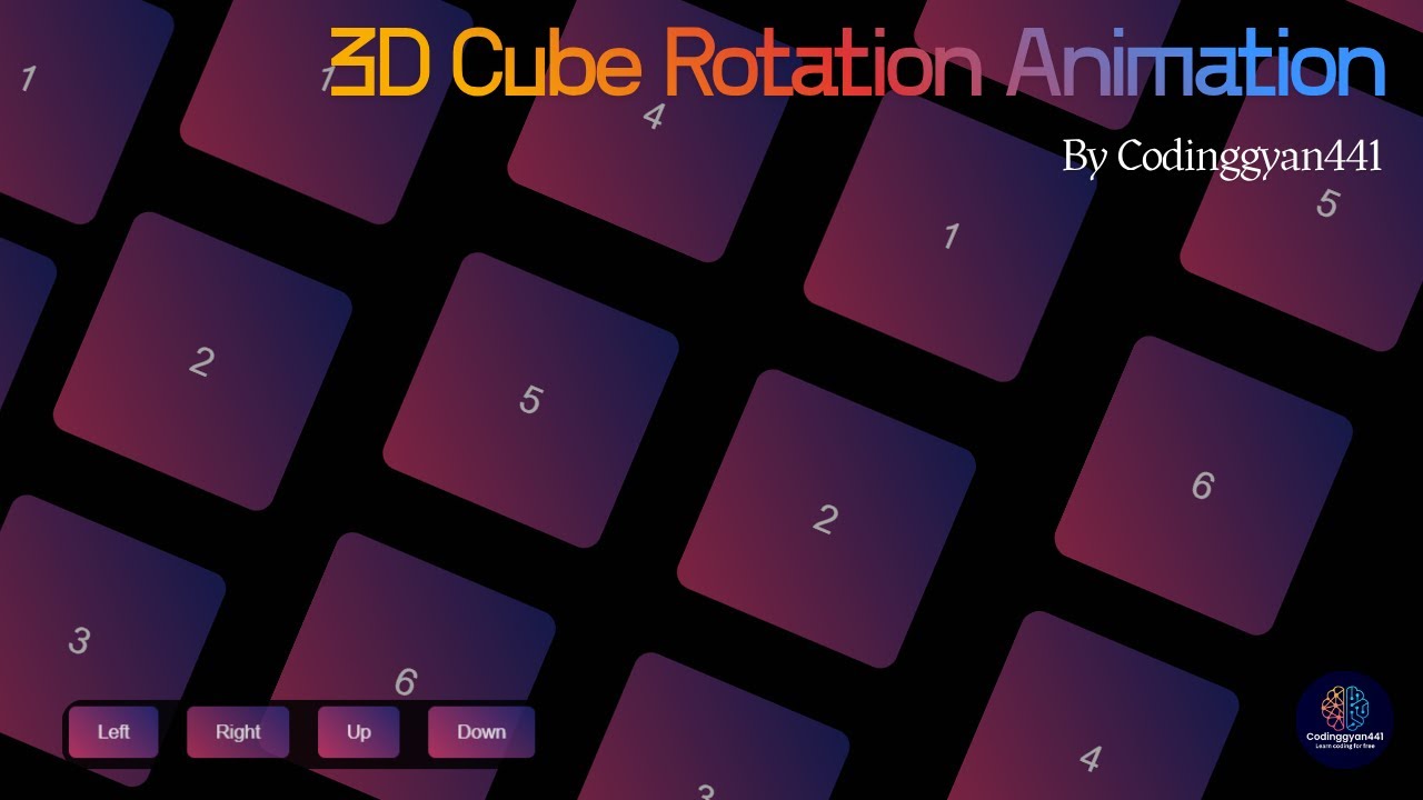 Interactive 3D Cube Animation with HTML CSS JavaScript By Codinggyan441