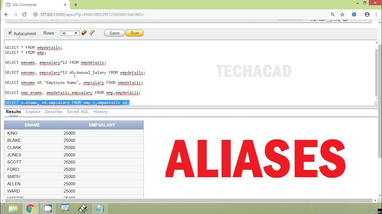 Oracle Tutorial - Aliases