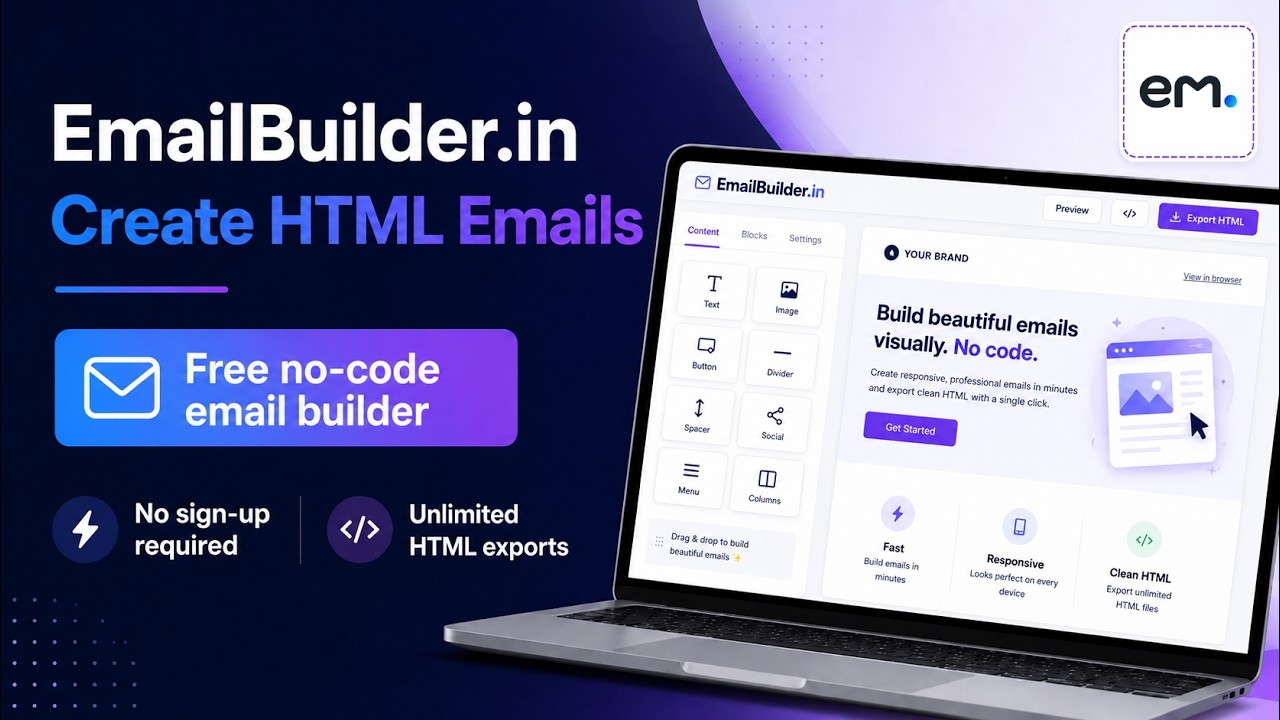 EmailBuilder.in Demo | Free No-Code HTML Email Builder