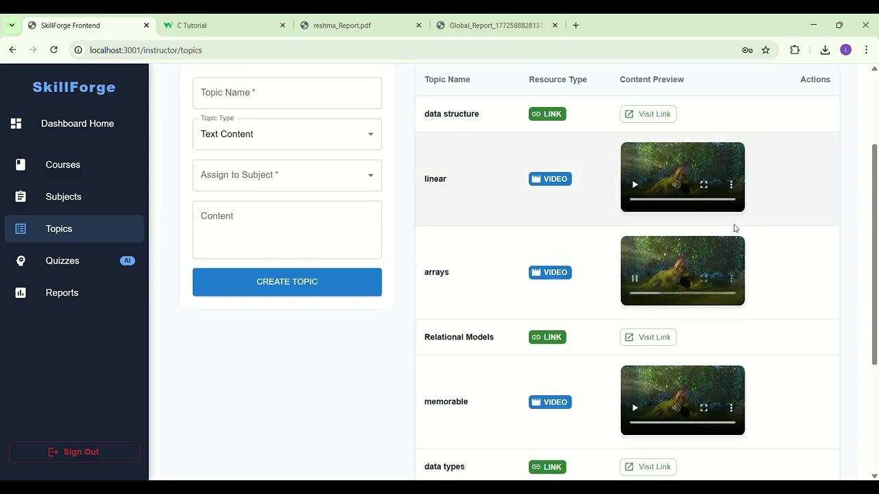 SkillForge AI Driven Adaptive Learning And Exam Generator| Infosys Spring boot Intern project