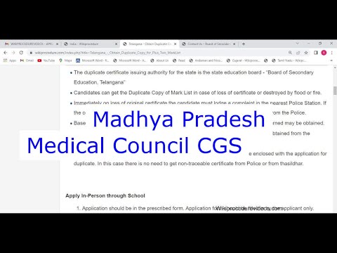 Madhya Pradesh - Apply Online for Good Standing Certificate in Medical Council (Online)