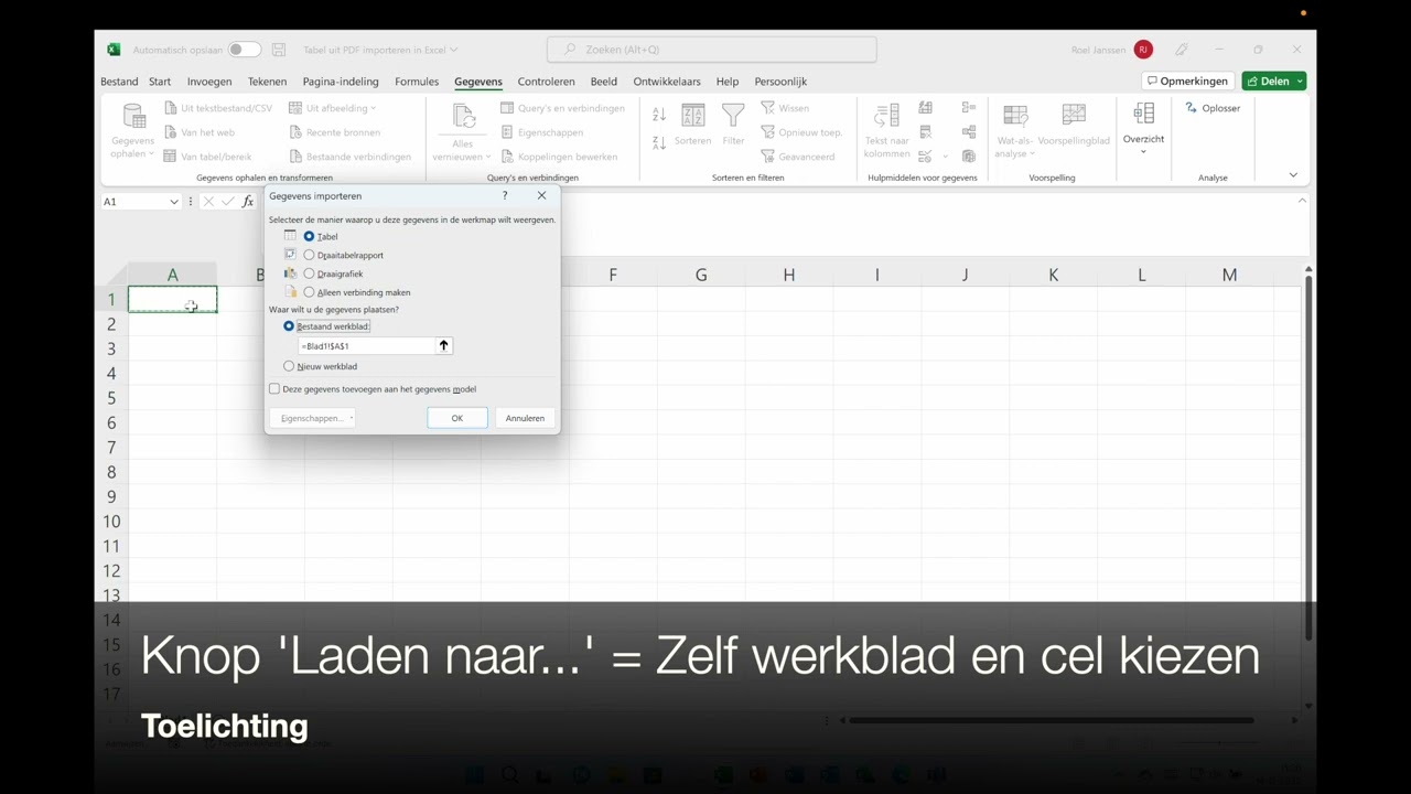 Tabel uit pdf document importeren in Excel