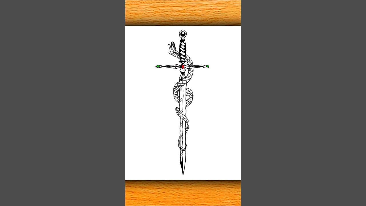 🔴 Sword & Serpent Drawing | Symbolic Snake Wrapped Around Sword Art ✍️🗡️🐍