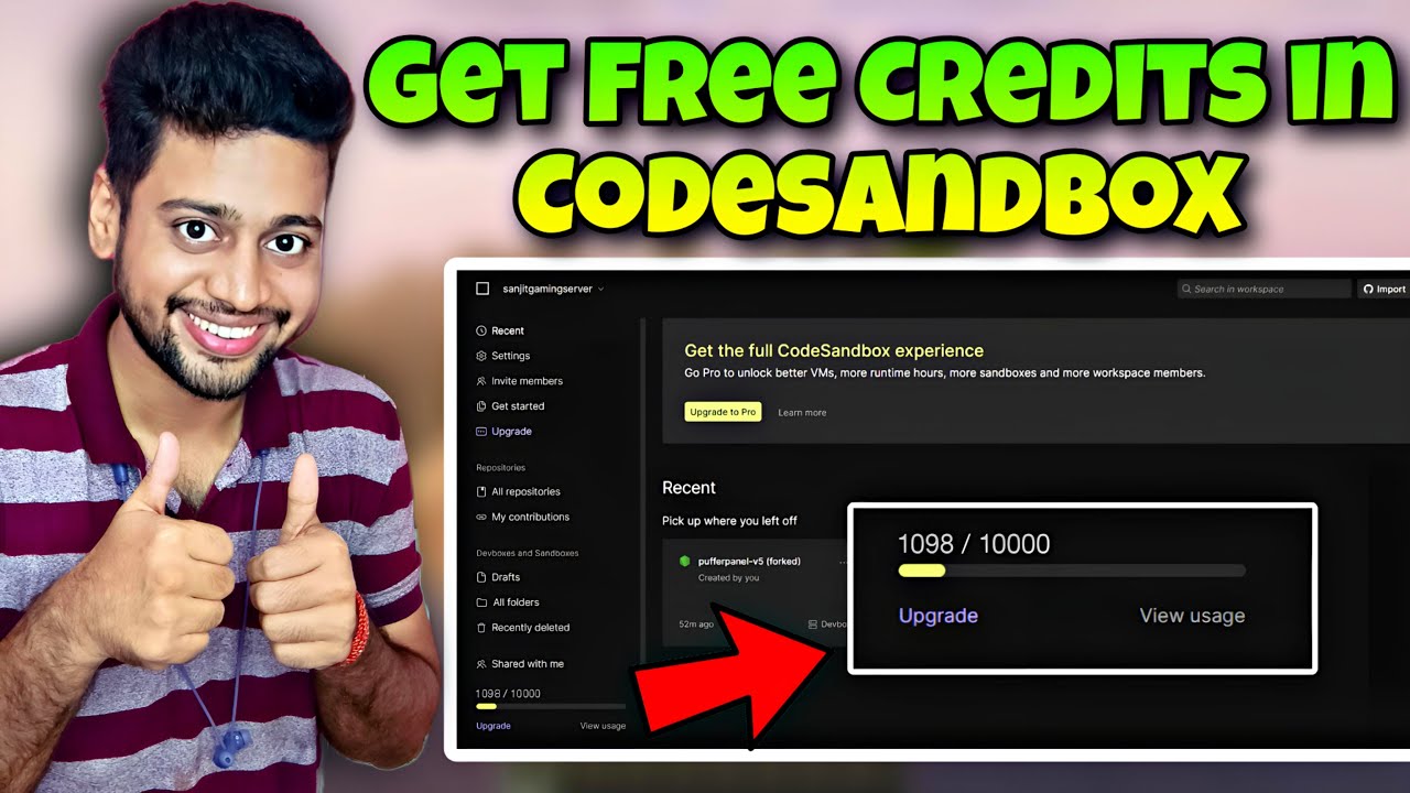 How To Get Unlimited Credits in CodeSandBox |  CodeSandbox Minecraft Server
