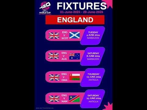 England Matches Schedule T20 World Cup 2024 USA #cricket #t20worldcup #2024 #england #schedule