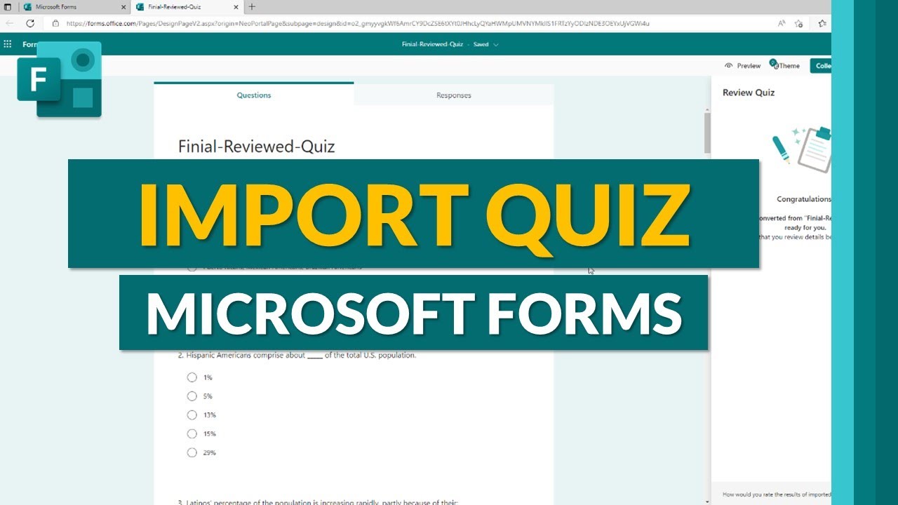 Microsoft Forms Quiz | Convert a PDF or Word document into a quiz