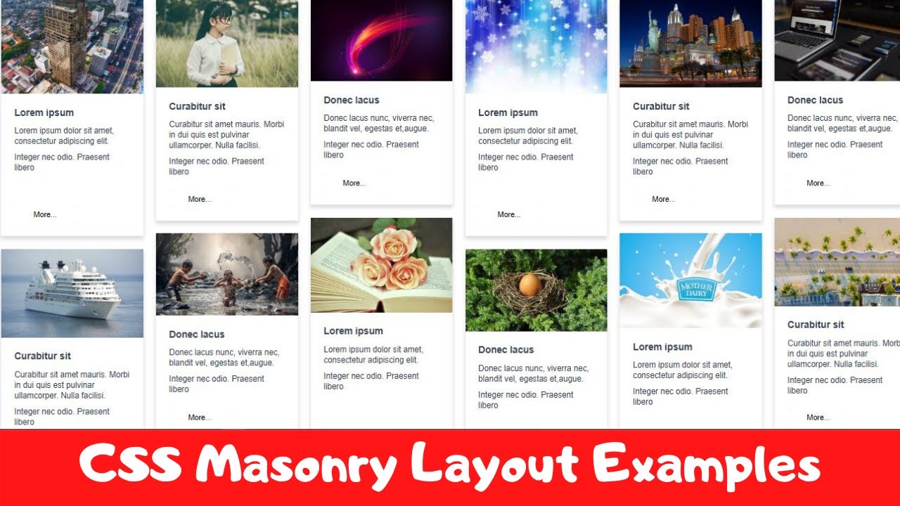 CSS Masonry Layout Examples Using Html and Css | Css Masonary Layout | practical program