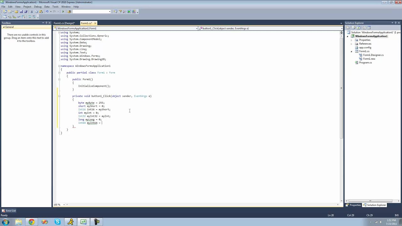 C# Beginners Tutorial - 35 - More Variable Types