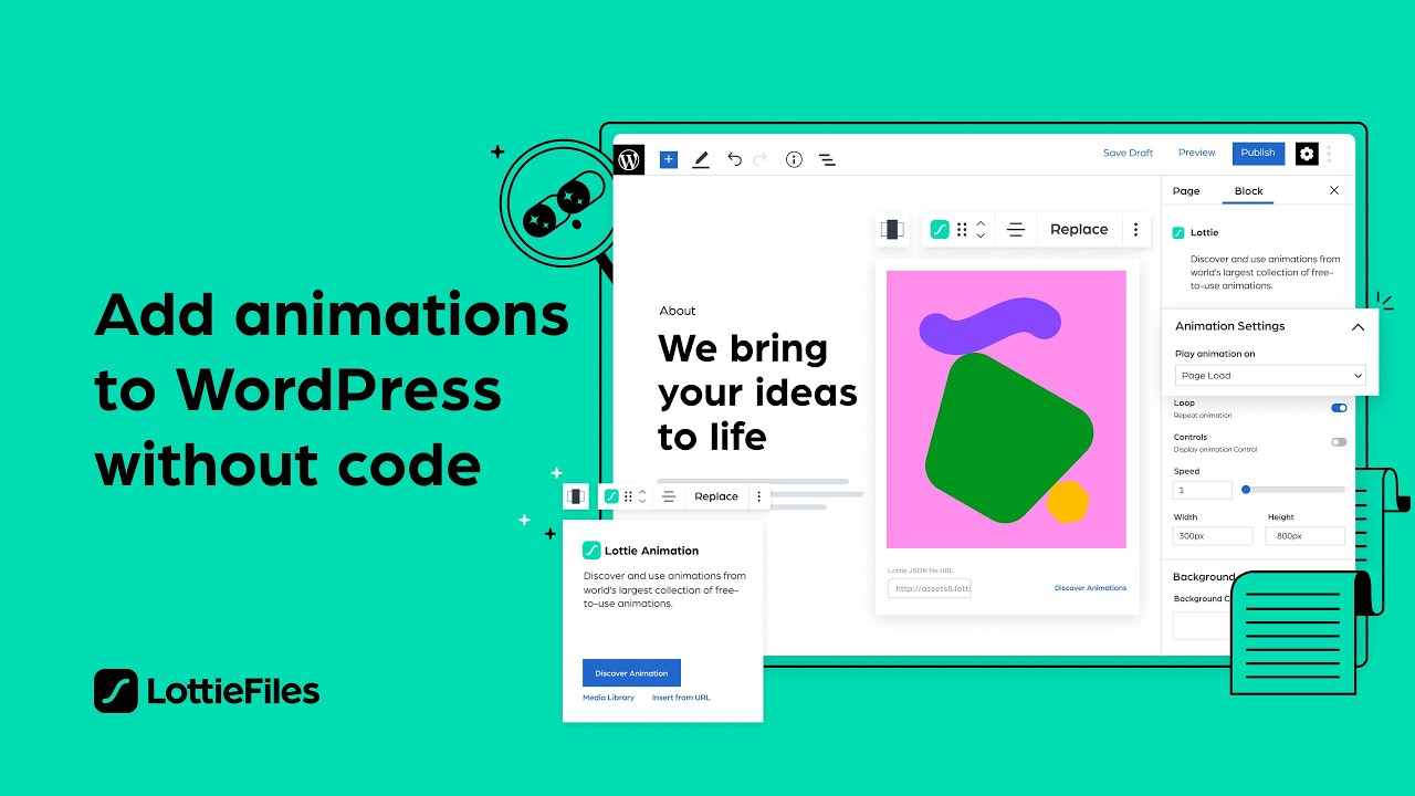LottieFiles for WordPress plugin | Insert and customize animations without code