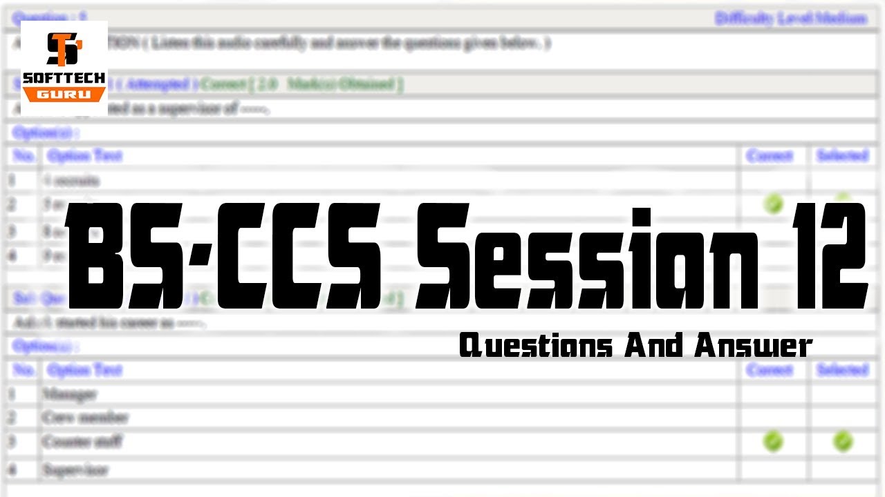 BS-CCS Questions And Answer | Session 12 Download Pdf File