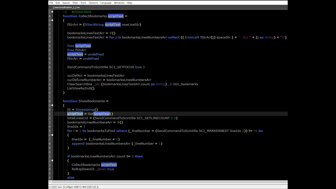 MAXScript Editor Text Highlight