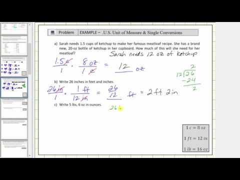 Single Step Unit Conversion Applications (US Standard – Unit Fractions ...