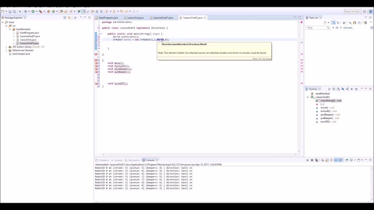 Java Coding: Karel The Robot