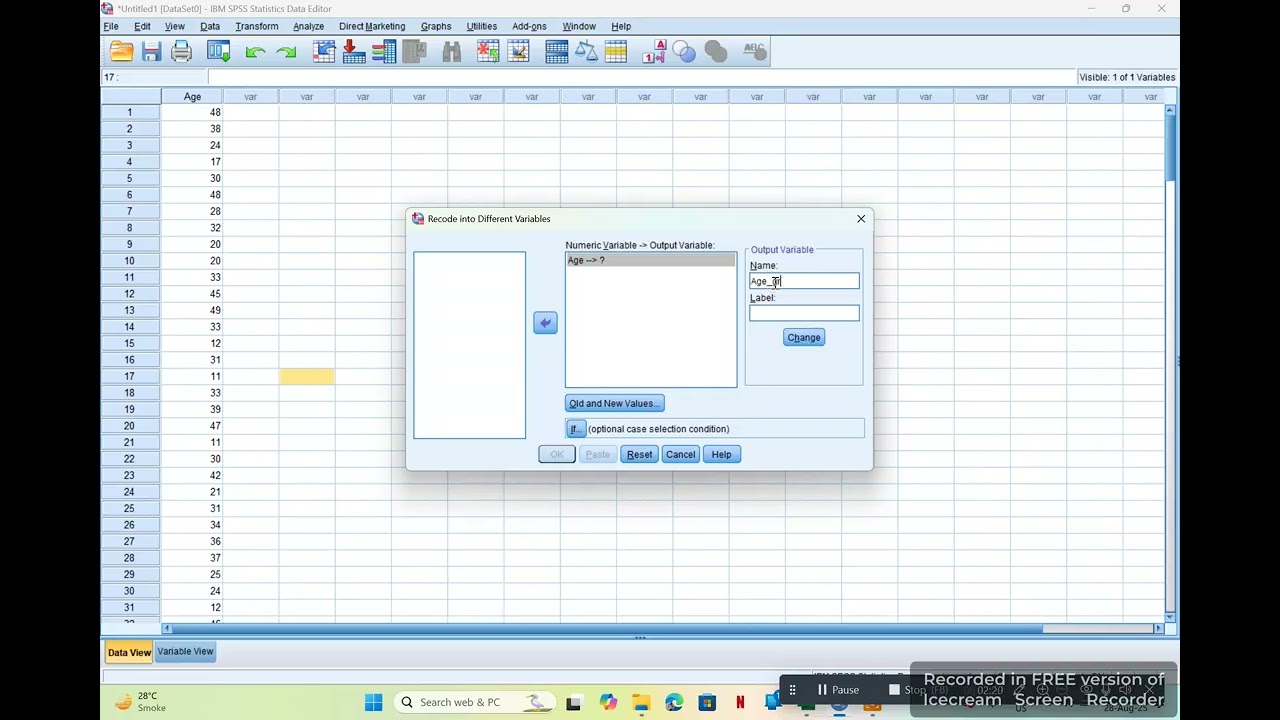 Groups Frequency Distribution  in SPSS