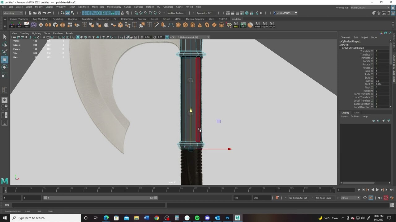 Modeling a Stylized Axe Handle in Maya