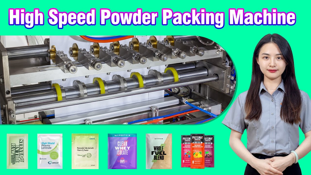 multi lane sachet packaging machine for protein powder milk powder pharmaceutical powder sugar etc.