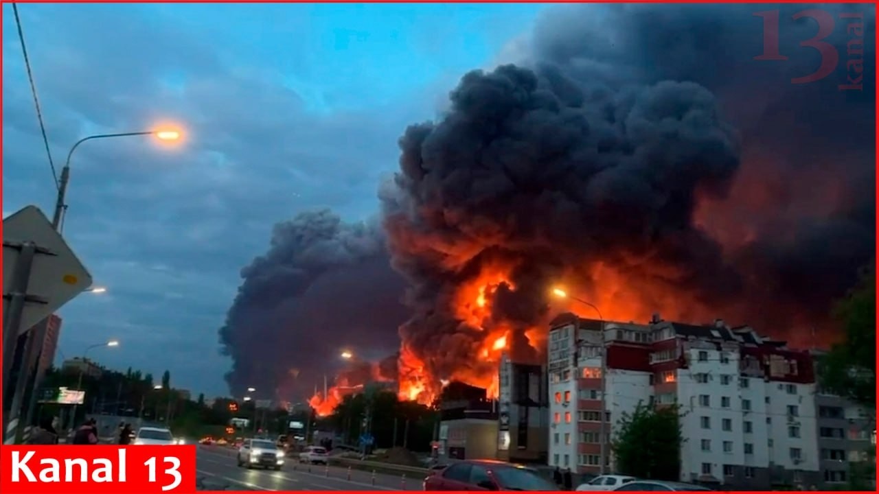 Major fire erupts at oil refinery as Ukraine launches large-scale strikes on Russia