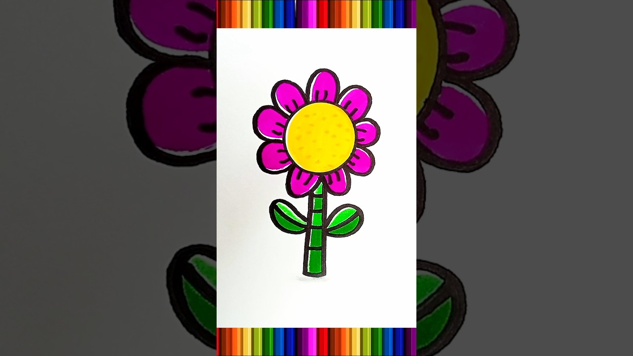 Pink Flower Easy Drawing 💕🌺 #flowers #drawing #shorts