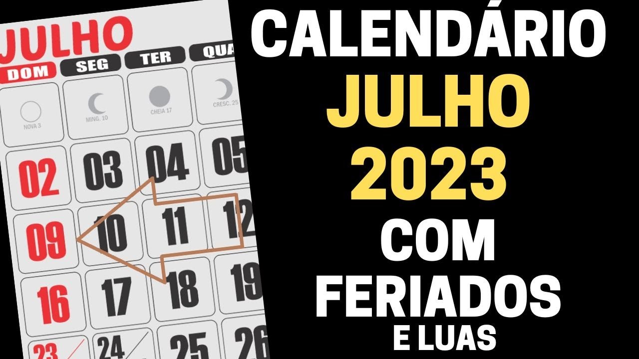 CALENDÁRIO JULHO 2023 COM FERIADOS E LUAS #calendario #julho  #luas #2023