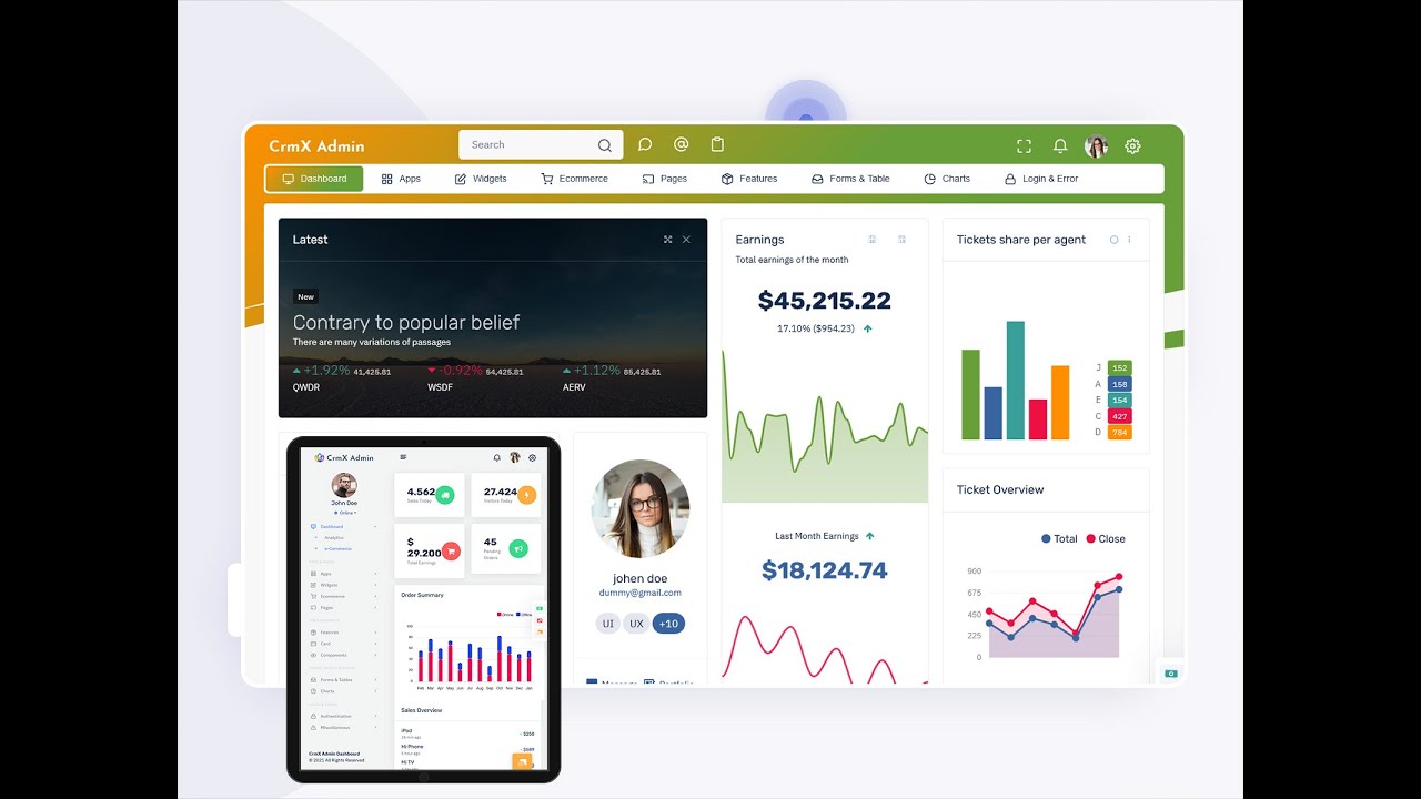 CrmX Admin - CRM Software Dashboard And Admin Dashboard Ui Kit