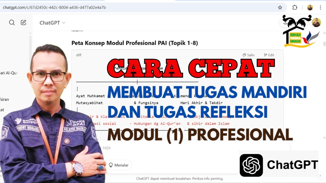 Cara Cepat Membuat Tugas Mandiri & Tugas Refleksi Modul (1) Profesional menggunakan bantuan Chat GPT