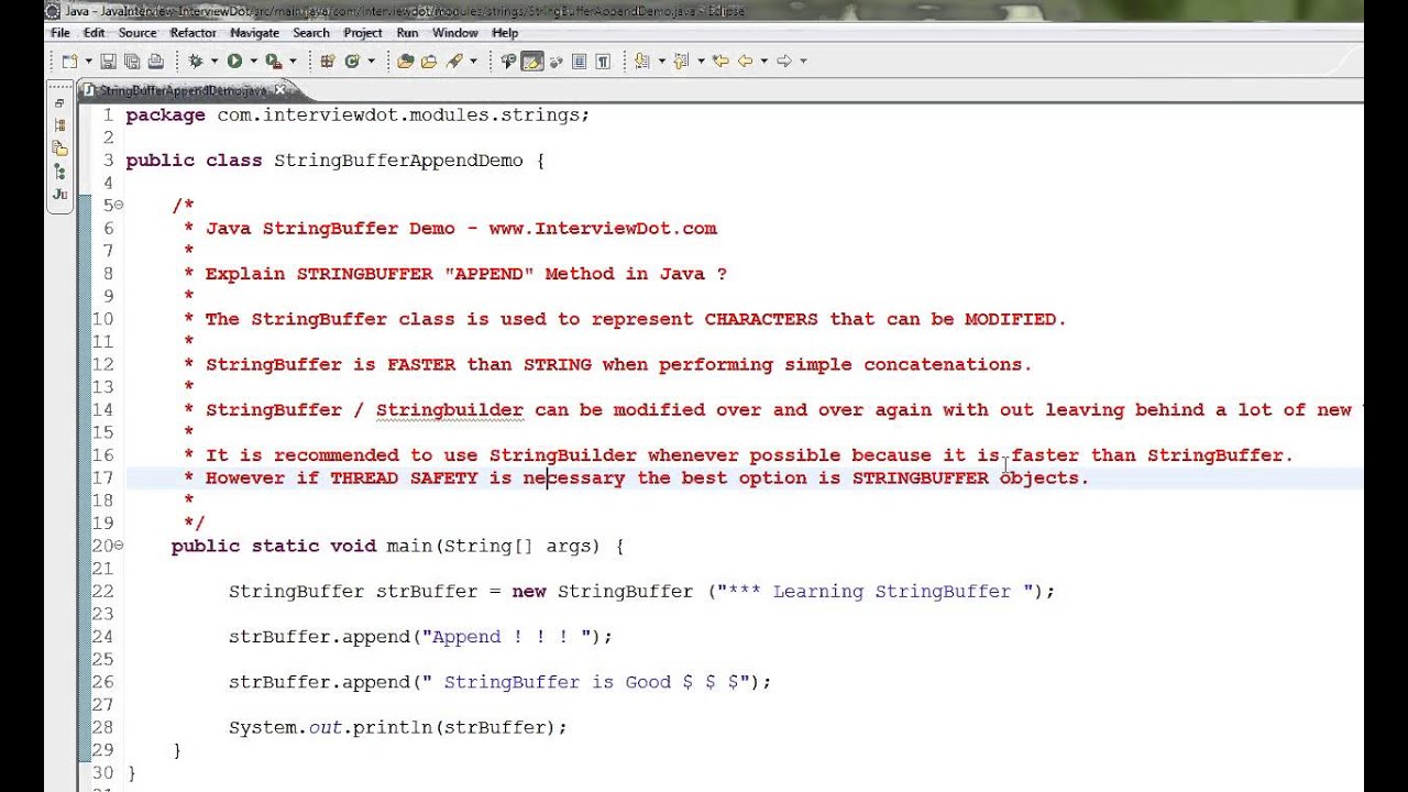 JAVA STRINGBUFFER APPEND METHOD   DEMO