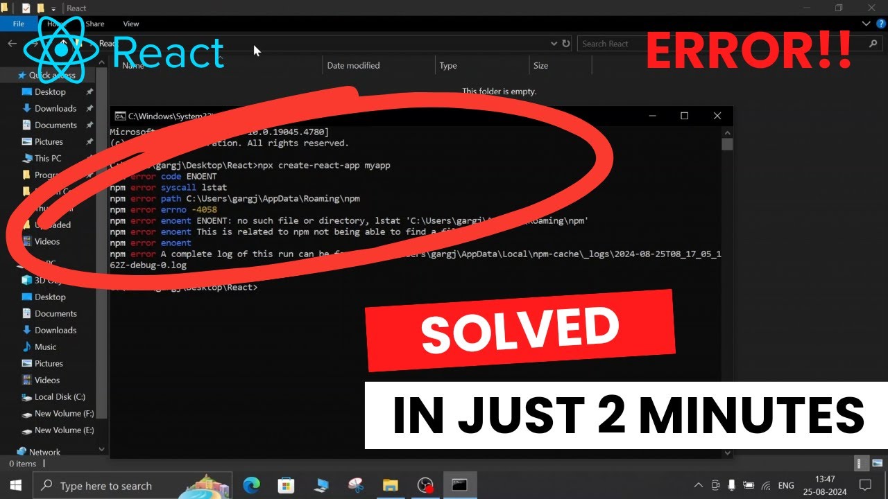 Npx create-react-app Not Working | How to Fix the Error While Installing React | Fix React Error