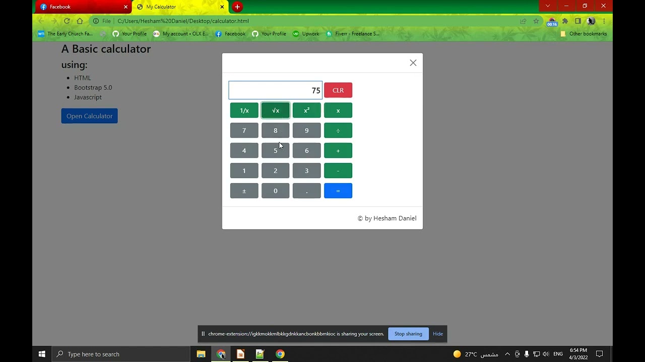 Simple Calculator using JavaScript HTML & Bootstrap 5