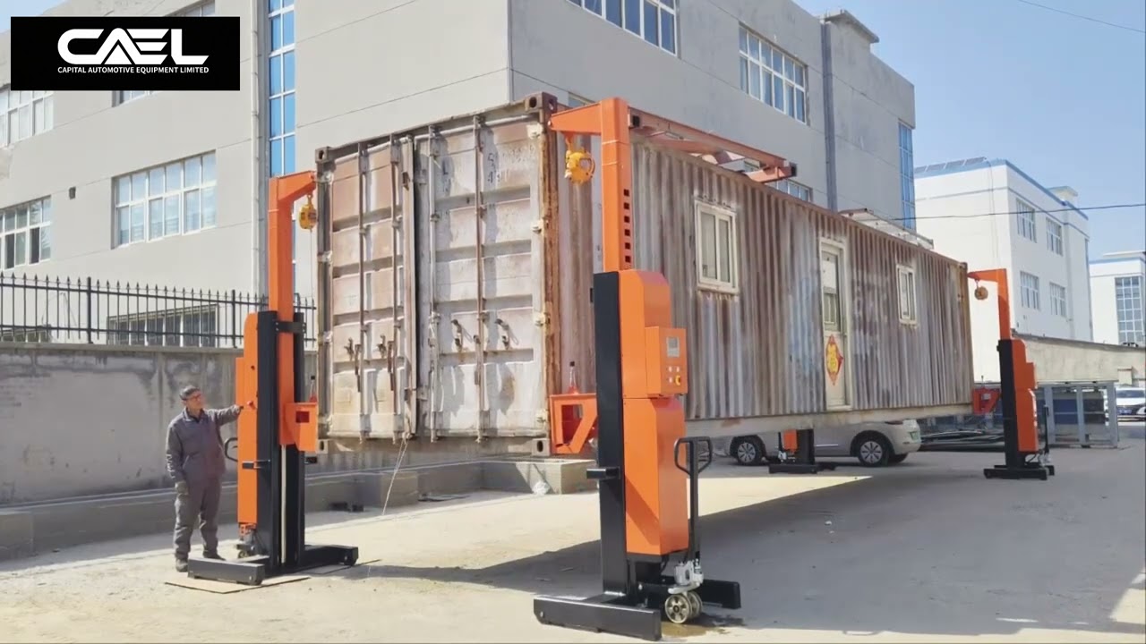 CAEL Mobile Hydraulic 4 Post Lift Container Lifting System | Heavy Duty Container Handling